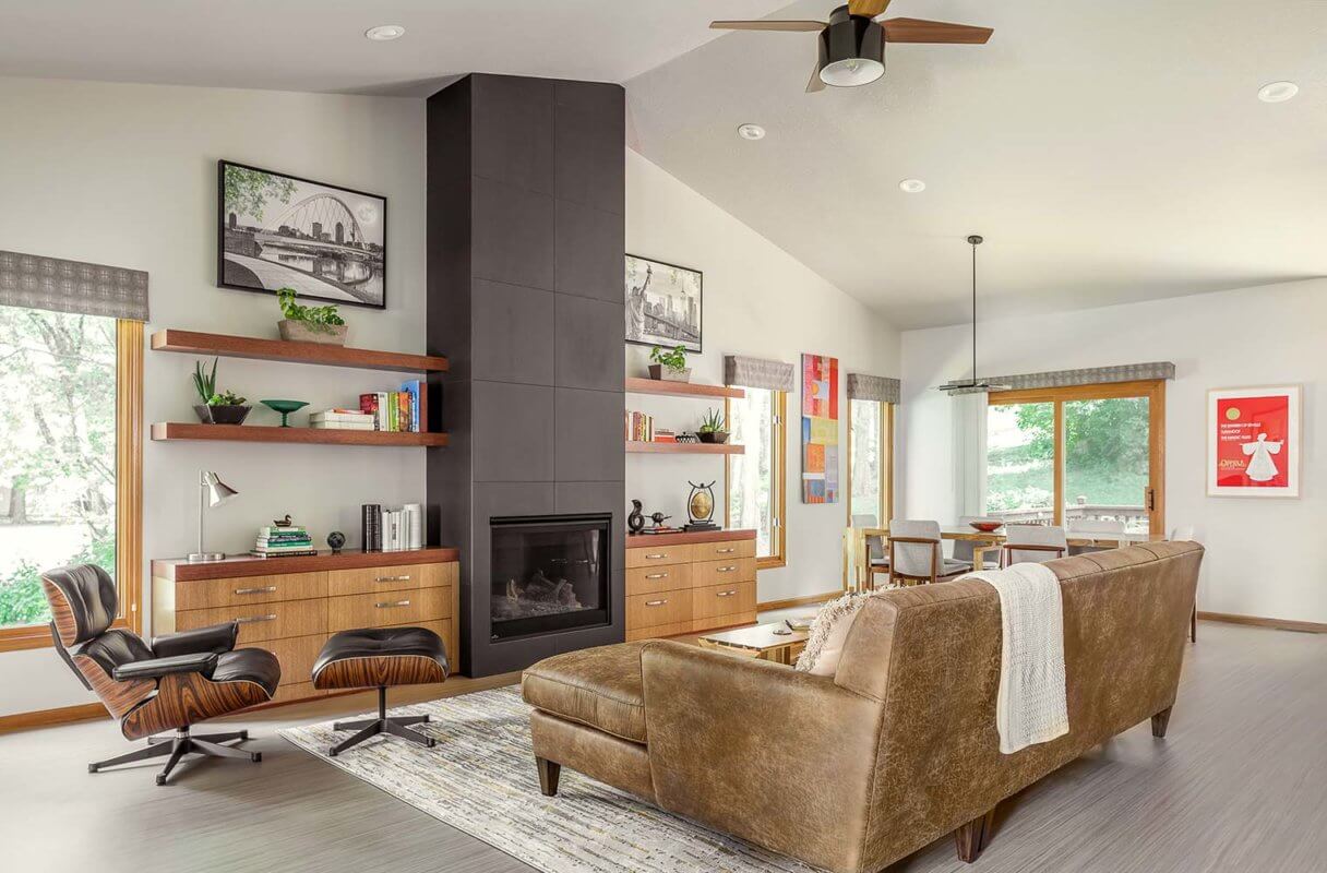 Warm contemporary remodel 1990s home Southwestern Hills Des Moines